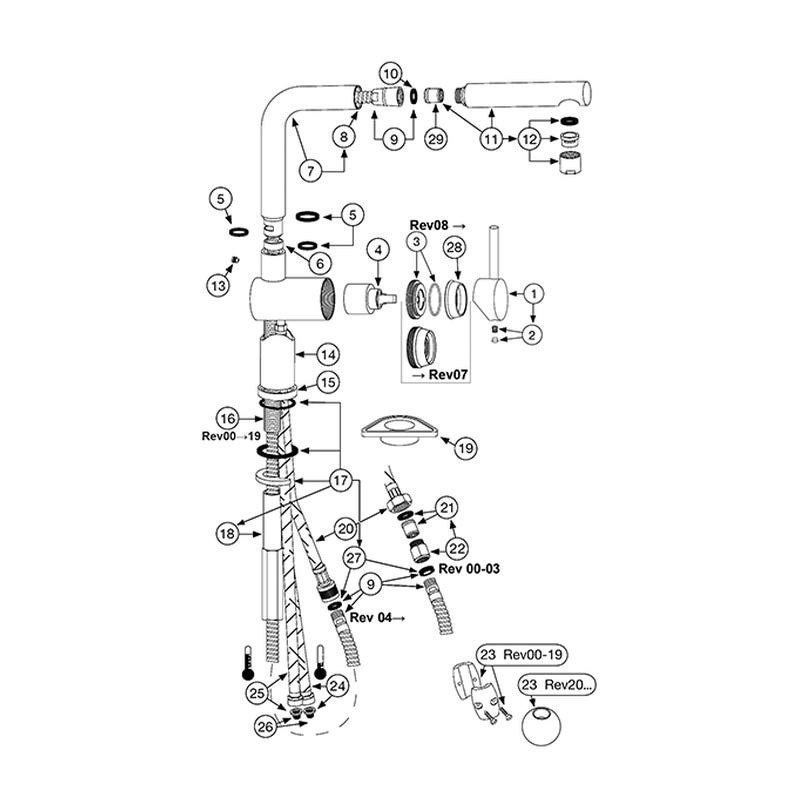 LINUS-S spare parts, Silgranit tartufo/chrome