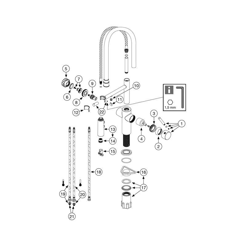 CATRIS-S FLEXO FILTER spare parts, matt black